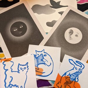 Mistletoe Dance Risograph Print, Whimsical Folk Art Illustration of a ...