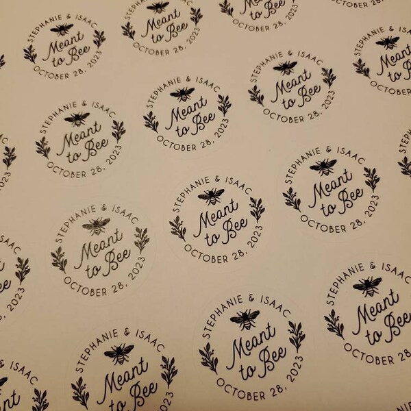 Meant to Bee Sticker, Honey Jar Favor Stickers or Seed Packet Labels ...
