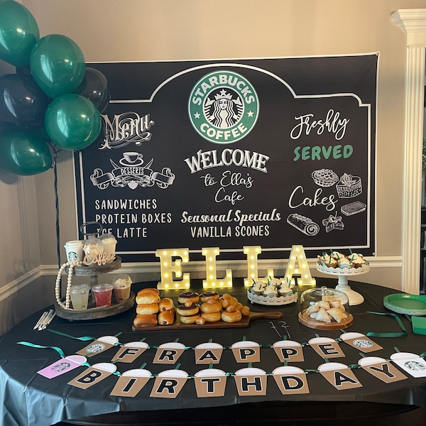 Custom Starbucks Chalkboard Banner: Cafe Theme Party Backdrop - Etsy