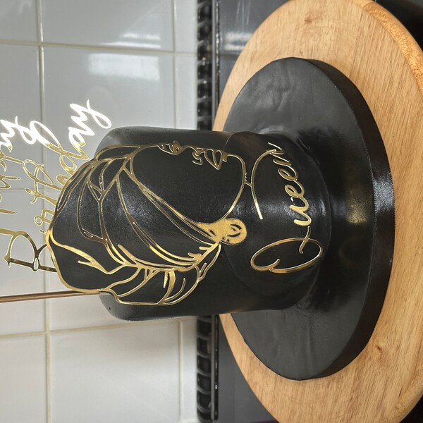 Line Art Face Cake Topper Charm Name Set, Abstract Line Art Cake Topper ...