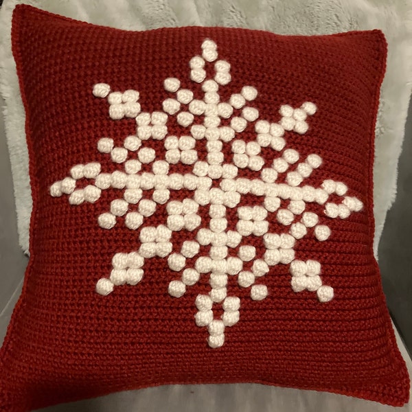 Christmas Crochet Pillow Pattern Snowflake Crochet Pillow DIY Farmhouse ...