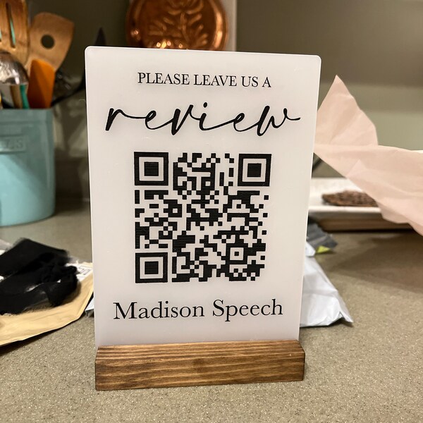 Review QR Code Sign, Review Sign, Signs for Businesses, Personalized ...