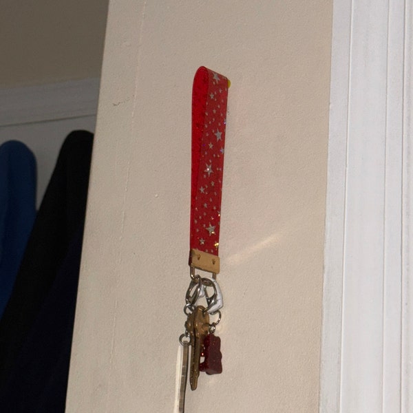 Transparent Jelly Key Fob | Holographic Stars Wristlet | Keychain | Key ...