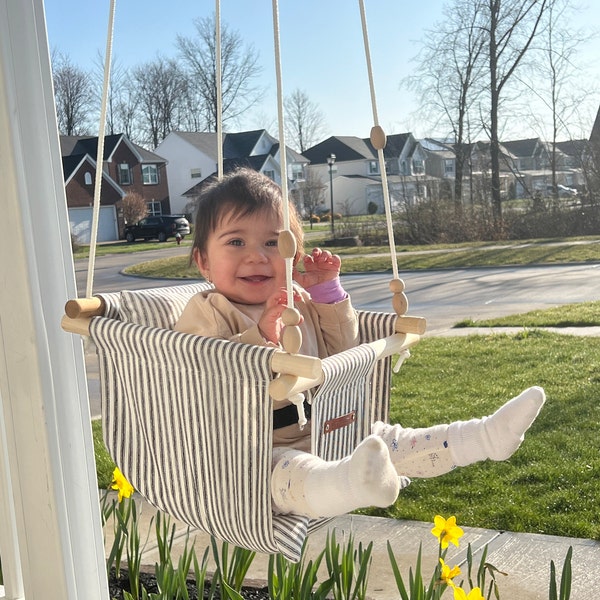 Beige/white Flowers, Baby Swing, High Back Swing, Baby Gift, Nursery ...