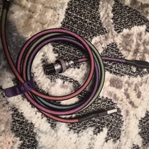 Pastel Rainbow Custom Coiled Keyboard Cable With White - Etsy