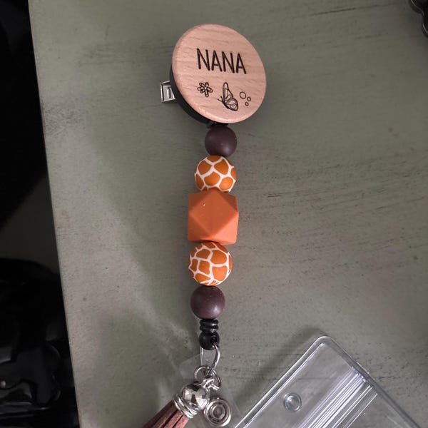 Personalized Badge Reel // Silicone Beaded ID Badge Holder // Office ...