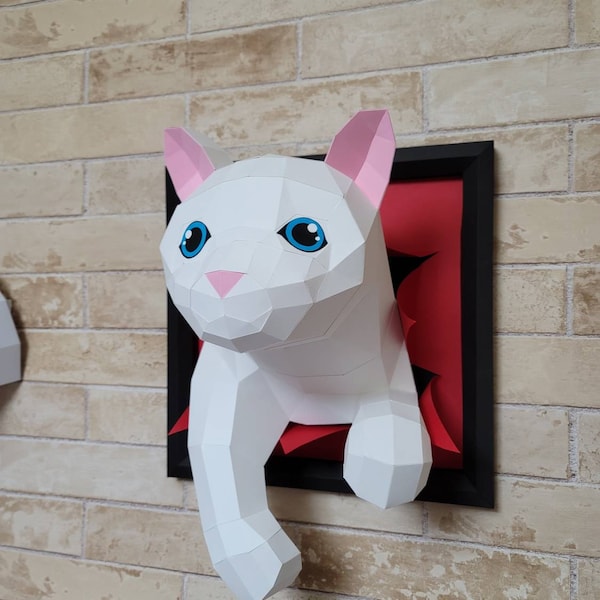 Cat 3d Paper Craft SVG and PDF, DIY Papercraft Cat Model Template ...