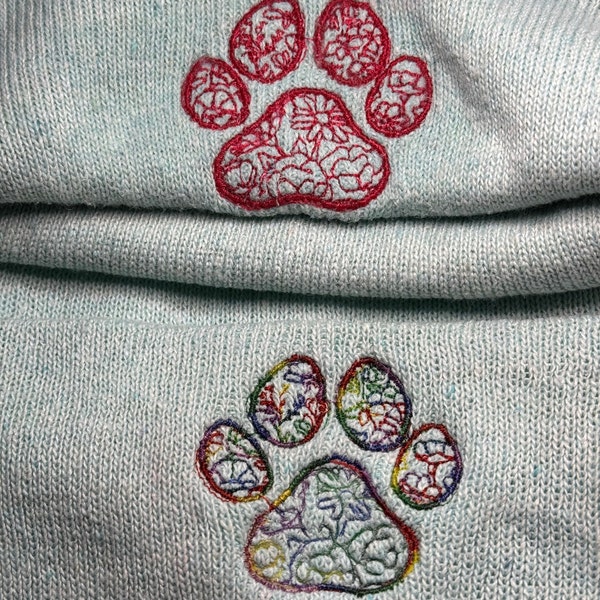 Mini to Large Floral Paw Print Machine Embroidery Design, 15 Sizes, Paw ...