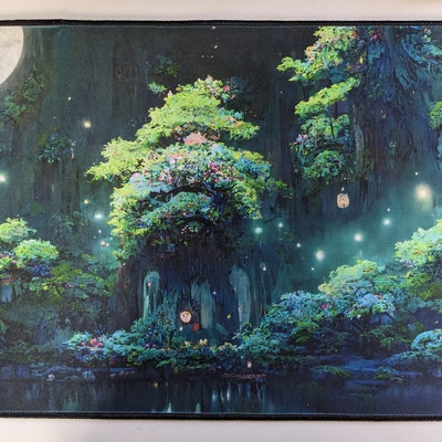 Ghibli Inspired Magical Forest Desk Mat Mousepad for Gamers - Etsy