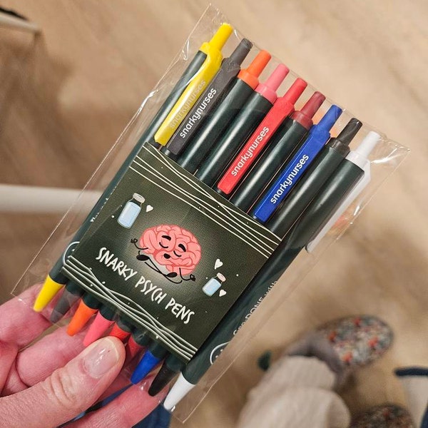 Snarky Nurse Pen Set: Psychiatric Humor (black Ink, 9 Pack) - Etsy