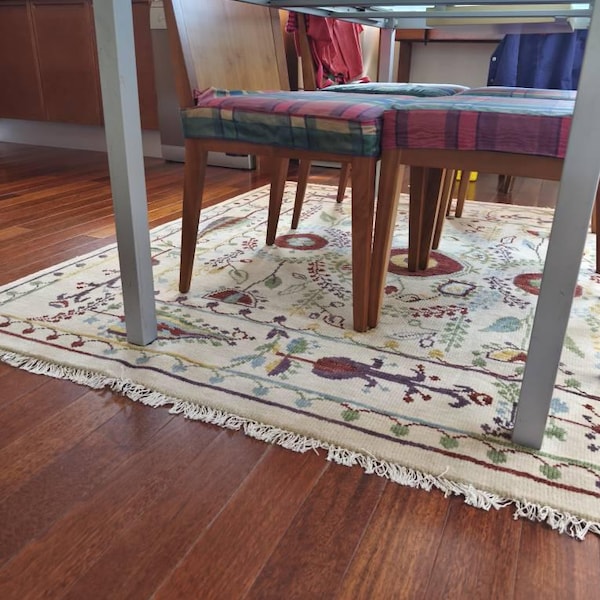 Woollen Oushak Runner Rug, Shades of Pink Ivory Hallway Pastel Runners ...