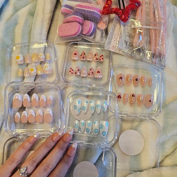 114 chicken Wings Kawaii Cute Chicks Egg Flowers Press on Nails Custom ...