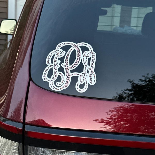Cow Print Monogram Car Stickerblack and White Cow Print Car Decalsnew ...