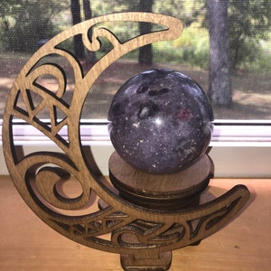 Sphere Stand Wood Laser Cut Crescent Moon Sphere Holder Large - Etsy