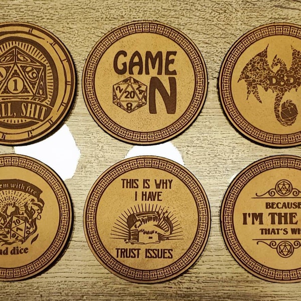 Dnd Leather Coasters Set (4) | Dnd Gift | Dungeon Master Gift | Dnd ...