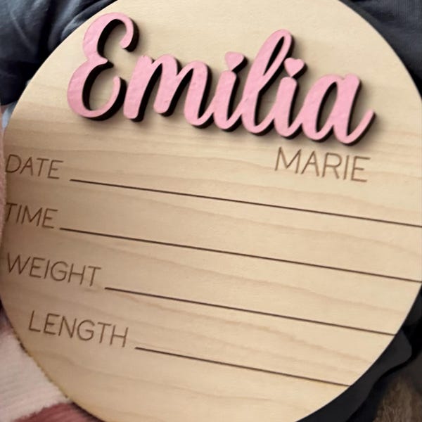 Newborn Baby Stats Sign, Wooden Birth Sign, Hospital Footprint Sign for ...