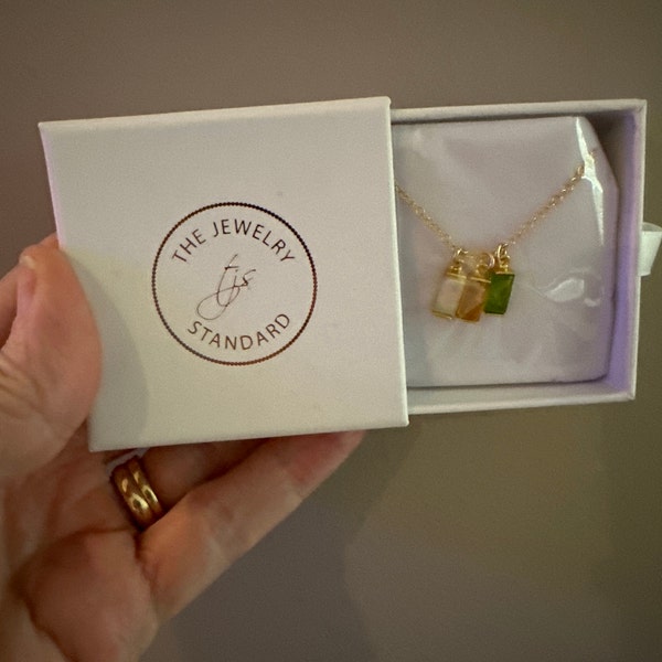 14k Gold Necklace, Birthstone Necklace, Necklace, for Mom, Baguette ...