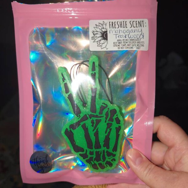 Skeleton Hand Peace Sign Car Freshie | Skeleton Freshie | Made to Order ...