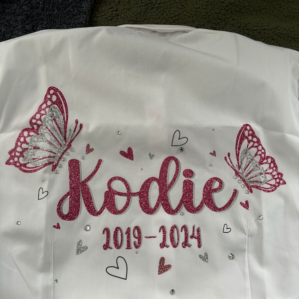 Charl Design. Personalised Leavers Shirt 2026 Butterflies and Hearts ...