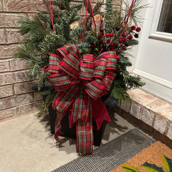 Big Bow 16", 18", 20" Large Red Velvet Bow INDOOR OUTDOOR Christmas ...