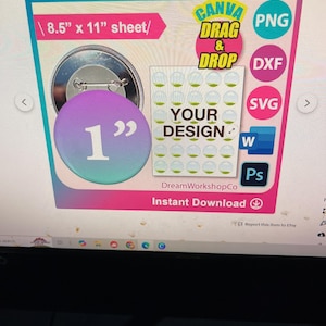 1 Inch Button Pin Template: Canva, SVG, PNG, PSD (digital Download) - Etsy
