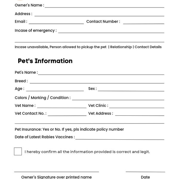 Printable Pet Grooming Business Forms, Pet Grooming Salon Forms, Pet ...