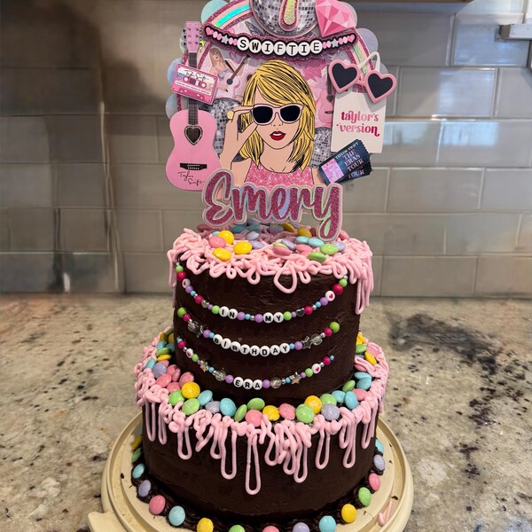 Girl Birthday Cake Topper - Girl Birthday - Girl Checkered Cake Topper ...