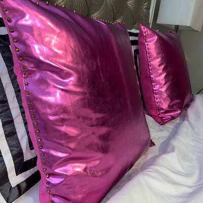 Designer Hot Pink Euro Sham 24x24 / 26x26, Faux Leather European Sham ...