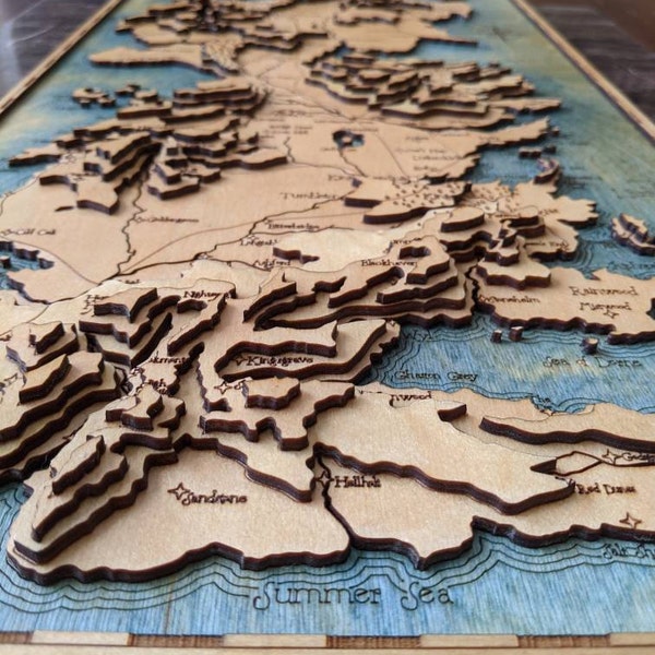Game of Thrones Inspired Lasercut Wooden Topographic Map Westeros - Etsy