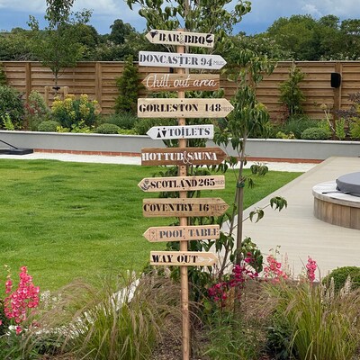 Large Personalised Signpost Unique Gift Rustic Wood Wedding Way Sign ...