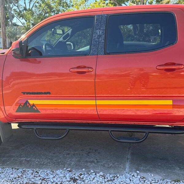 FJ Cruiser Decal, Mountain Silhouette With Retro Stripes, Ivan Stewart ...