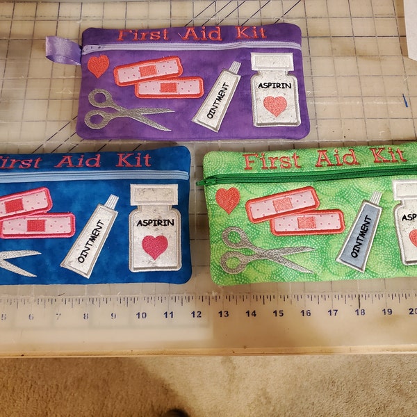 ITH First Aid Zipper Bag, in the Hoop Zipper Bag, Medical Zipper Bag ...