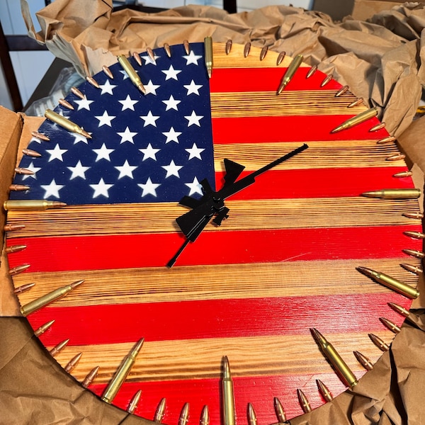 American Flag Clock,rustic USA Clock,patriotic Wall Clock,usa Flag ...