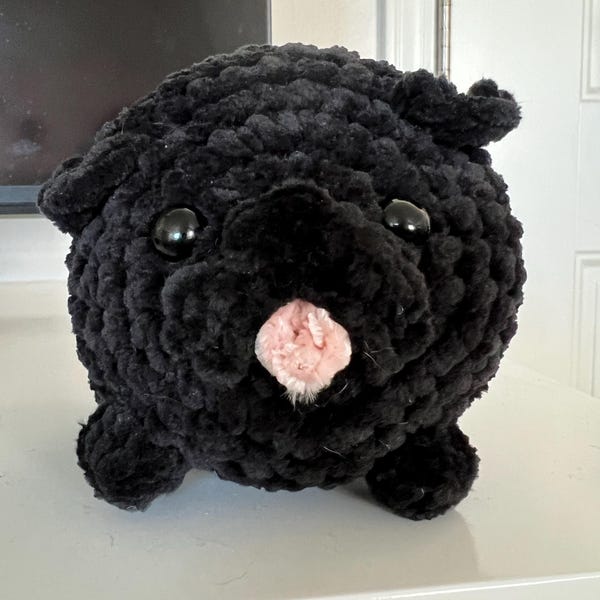 Crochet Potato Pug Dog Chenille Yarn Pug Puppy Amigurumi Plushie Angel ...