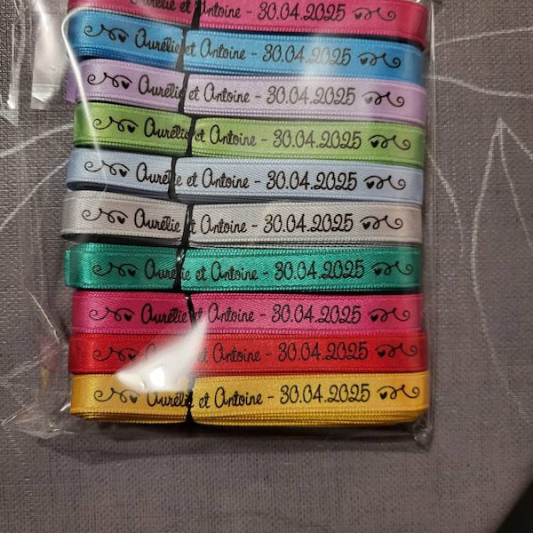 Bracelet ruban satin simple personnalisé (EVJF, Mariage, anniversaire ...