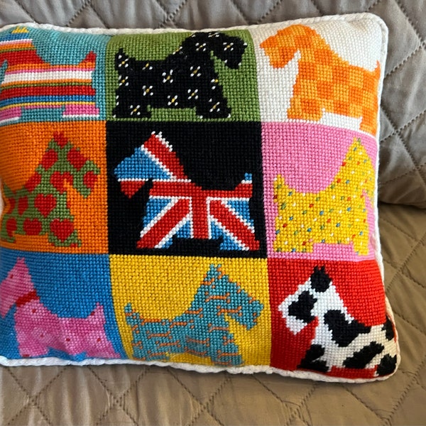 Shaped Chair Seat With Scrolls and Miniature Posies, Needlepoint Kit ...