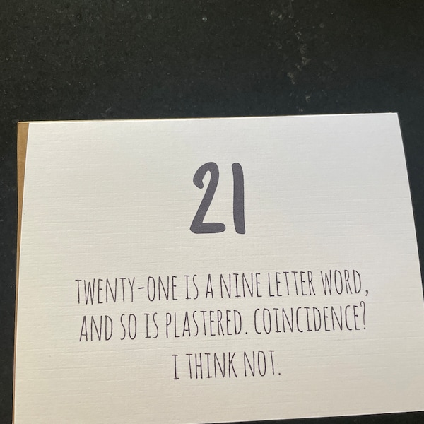 21st Birthday Card / Twenty-one is a Nine Letter Word and so is ...