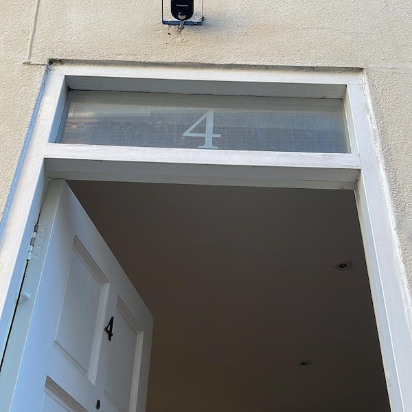 Frosted Fanlight Door Number, Etched Glass House Number, Victorian ...