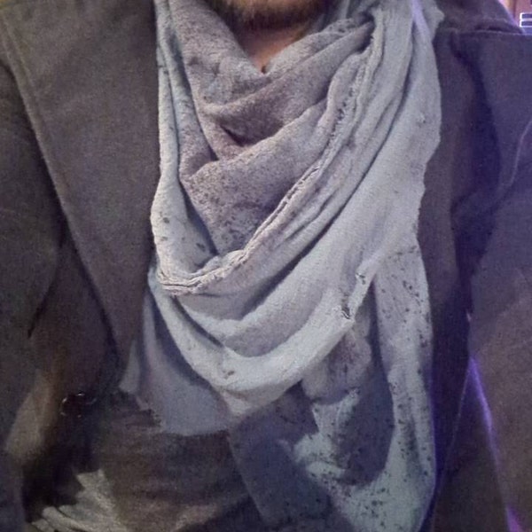 Winter Mist Distress Dyed Cotton Shawl, Wasteland Shoulder Cowl ...