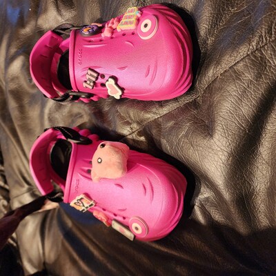 New Trending Pink and White Croc Compatible Shoe Charms, Clog Charms ...