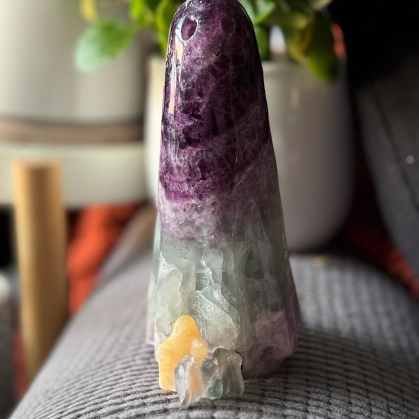 XL 12" Unique Amethyst Display on Custom Stand With Blue Agate Borders ...