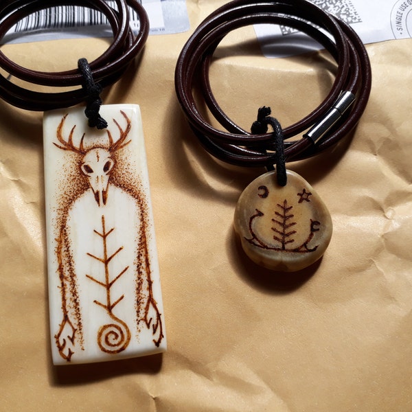Ancient Shaman Amulet, Bone Pyrography, Nordic Stone Bronze Age Art ...