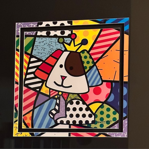 Romero Britto "royalty Dog" NEW CUSTOM Matted FRAMED Art Print - Etsy