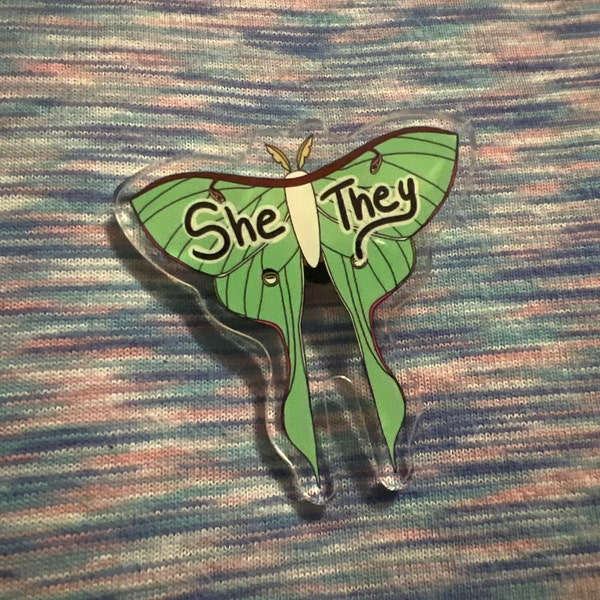 Moth Pronoun 2" Acrylic Pins - Etsy