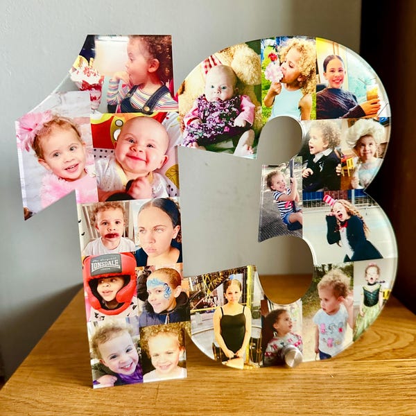 Acrylic Photo Number, Photo Collage, Birthday Gift, Photo Gift, Photo ...