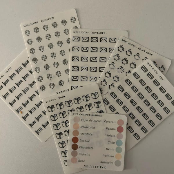 Mini Icons Stickers Sheet | Transparent Stickers | Planner Stickers ...