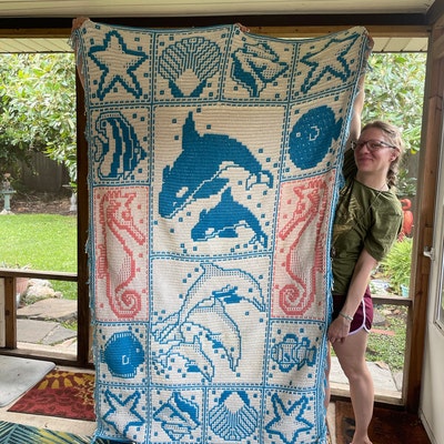 Seaworld, Digital Pattern for Overlay Mosaic and Interlockig Filet ...