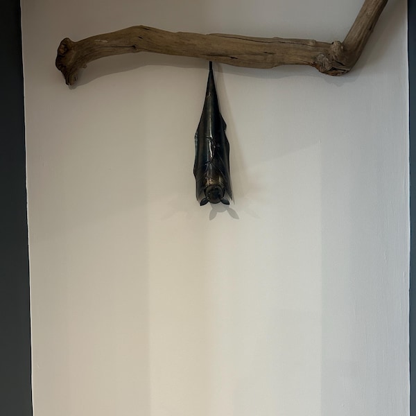 Hanging Bat With Folded Wings. Handcrafted Metal Bats, Outdoor Bat ...
