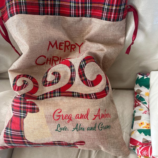 SANTA Grinch Sack Bags, Unbelievably Soft, Large Christmas Cloth Bag ...