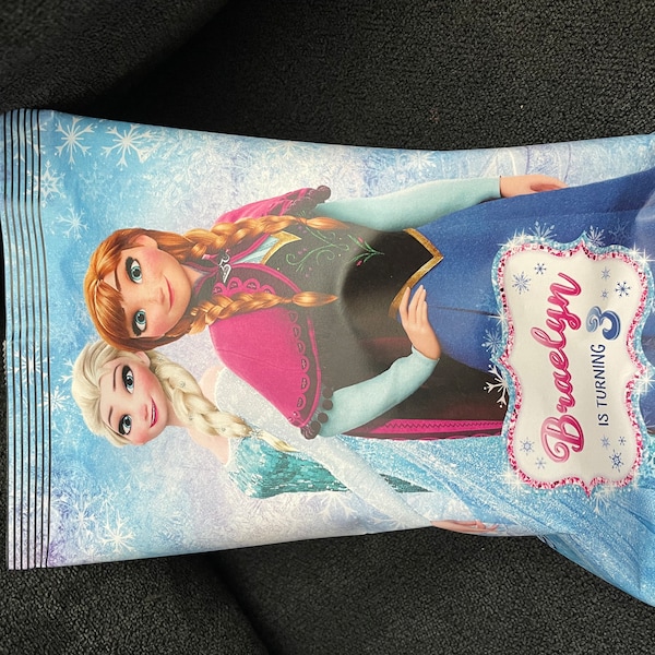 Frozen Birthday Party Chip Bags Wrapper Label Elsa Anna Olaf Snack Bag ...